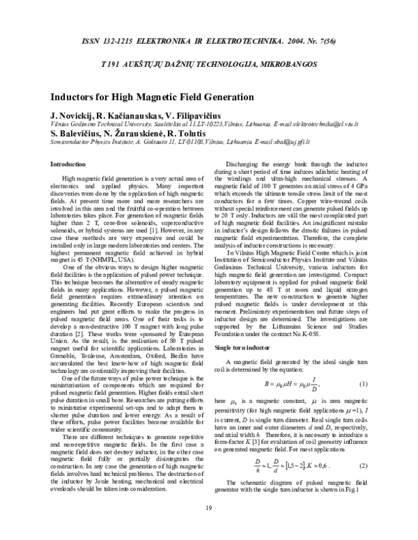 (PDF) Inductors for High Magnetic Field Generation
