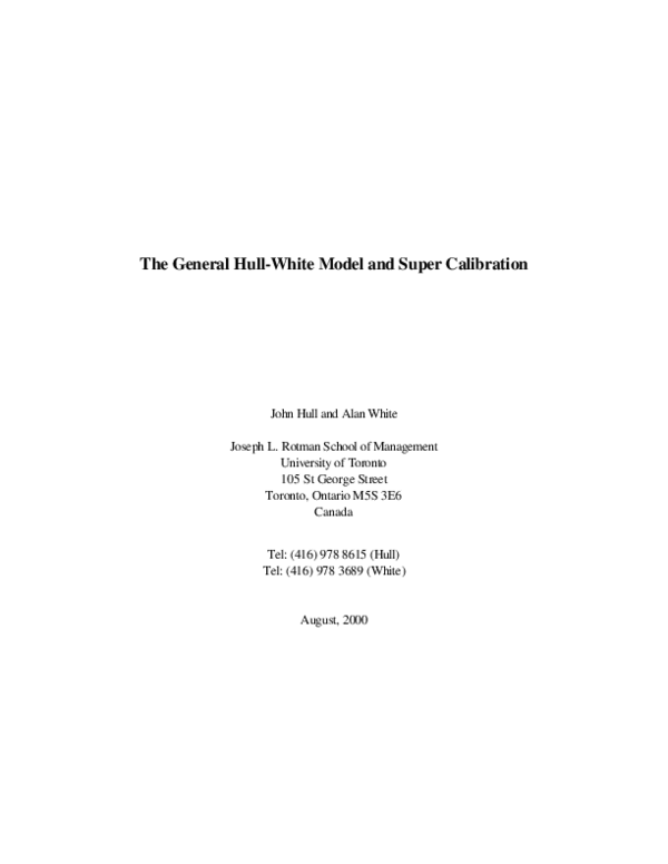 (PDF) The General Hull–White Model and Supercalibration