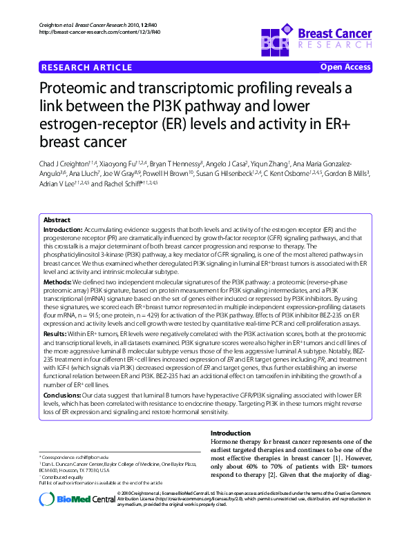(PDF) Proteomic and transcriptomic profiling reveals a link between the ...