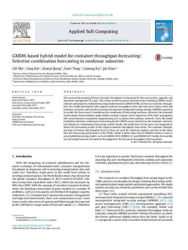 Pdf Gmdh Based Hybrid Model For Container Throughput Forecasting Selective Combination