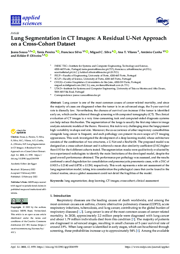 (PDF) Lung Segmentation in CT Images: A Residual U-Net Approach on a Cross-Cohort Dataset