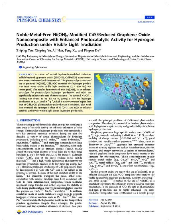 (PDF) Noble-Metal-Free Ni(OH)2-Modified CdS/Reduced Graphene Oxide Nanocomposite with Enhanced ...