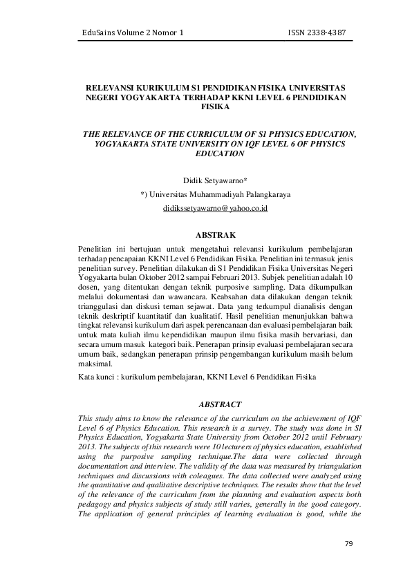 (PDF) The Relevance of the Curriculum of S1 Physics Education ...