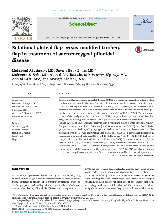 (PDF) Rotational gluteal flap versus modified Limberg flap in treatment ...