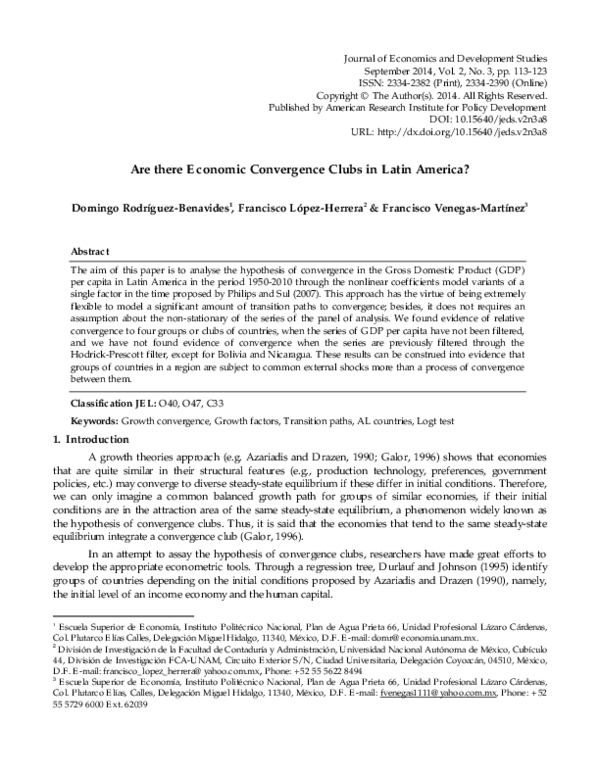 (PDF) Are there Economic Convergence Clubs in Latin America?