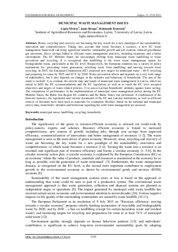 (PDF) Municipal waste management issues