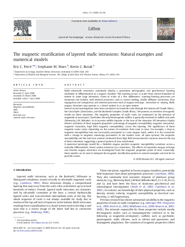 (PDF) The magnetic stratification of layered mafic intrusions: Natural ...