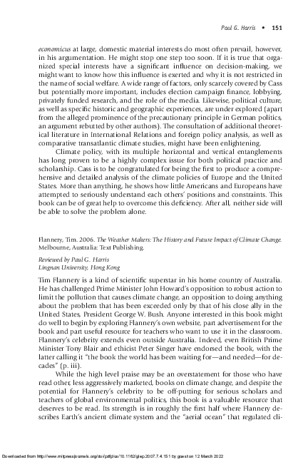 (PDF) Flannery, Tim . 2006. The Weather Makers: The History and Future ...