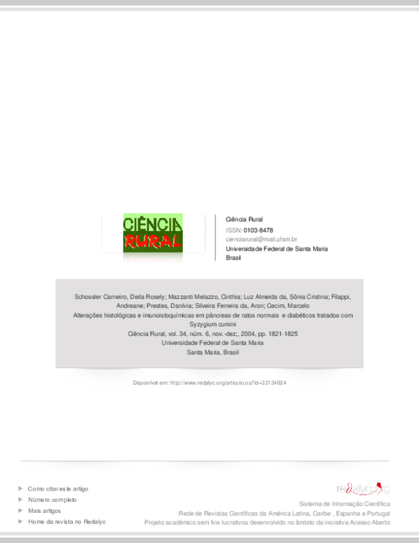 (PDF) Alterações histológicas e imunoistoquímicas em pâncreas de ratos ...