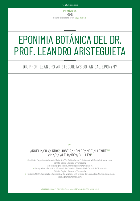 (PDF) Eponimia botánica del Dr Prof. Leandro Aristeguieta