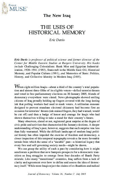 (PDF) The Uses of Historical Memory