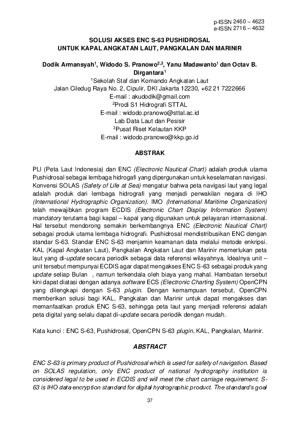 (PDF) Solusi Akses ENC S-63 Pushidrosal untuk Kapal Angkatan Laut ...