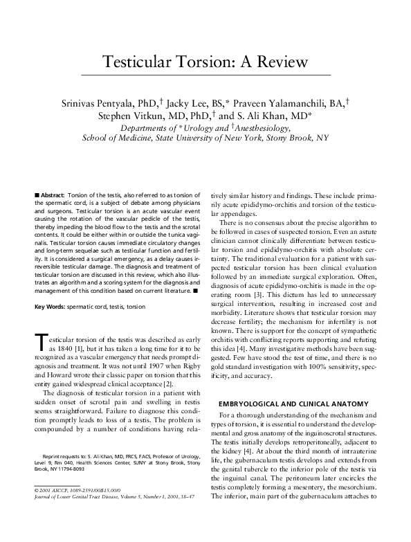 Pdf Testicular Torsion A Review