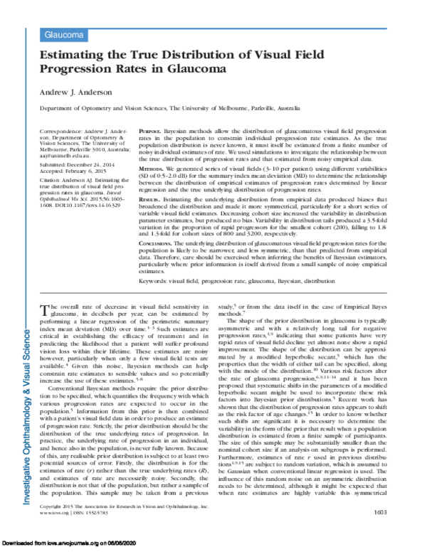 Pdf Estimating The True Distribution Of Visual Field Progression