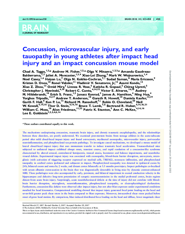 (PDF) Concussion, microvascular injury, and early tauopathy in young ...
