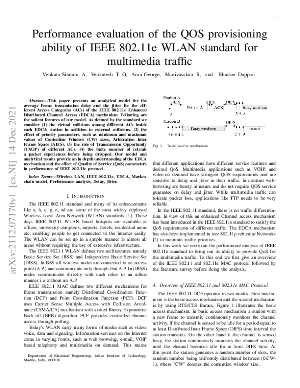 (PDF) Performance evaluation of the QOS provisioning ability of IEEE 802.11e WLAN standard for ...