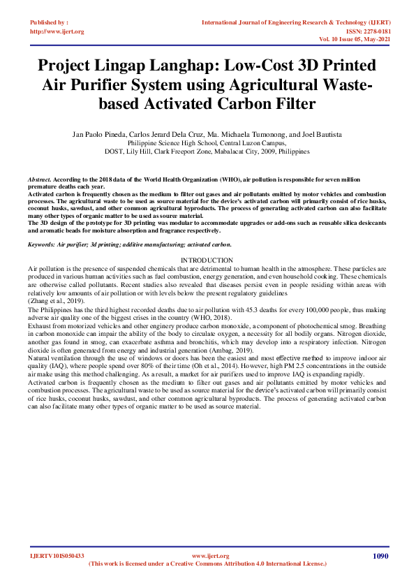 (PDF) Project Lingap Langhap: Low-Cost 3D Printed Air Purifier System ...