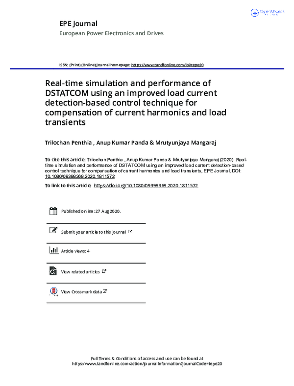 Pdf Real Time Simulation And Performance Of Dstatcom Using An Improved Load Current Detection