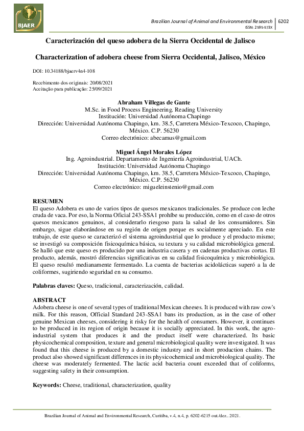 (PDF) Caracterización del queso adobera de la Sierra Occidental de ...