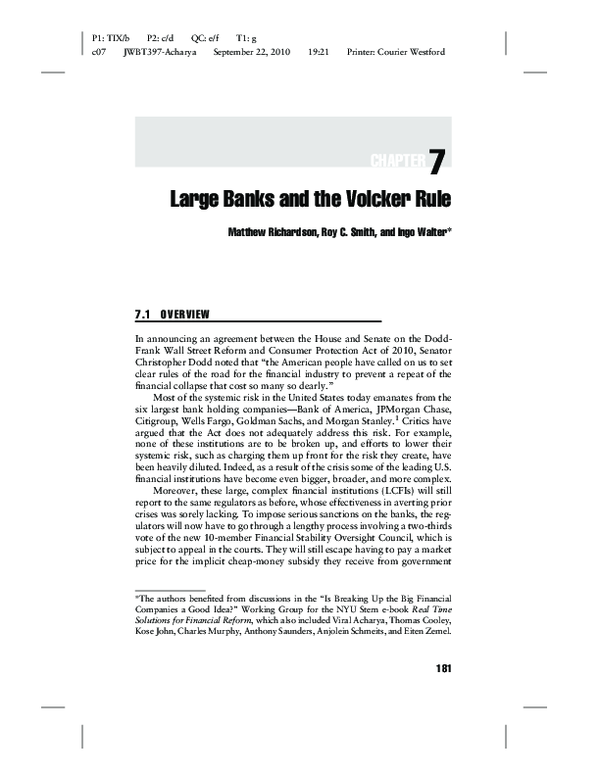 (PDF) Large Banks and the Volcker Rule