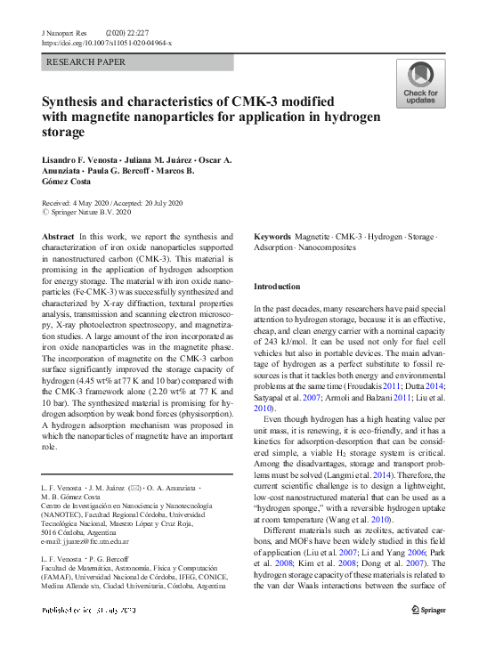(PDF) Synthesis and characteristics of CMK-3 modified with magnetite ...