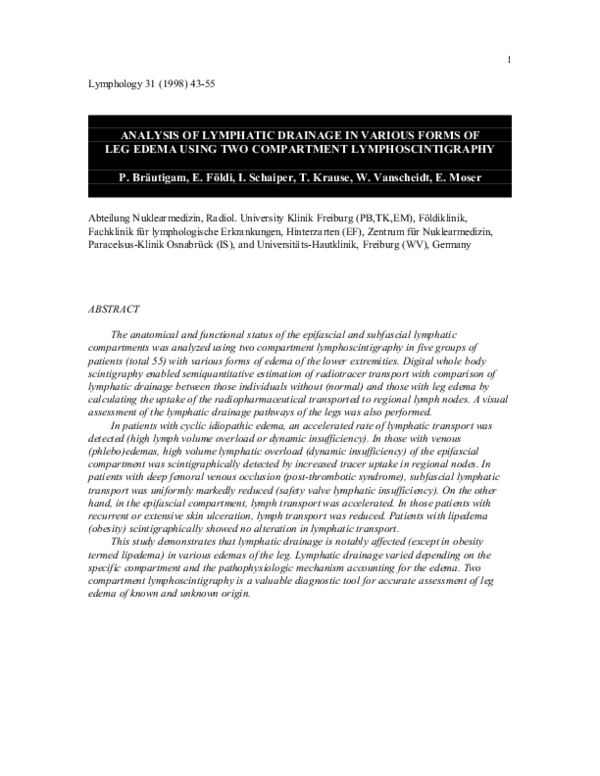 (PDF) Analysis of lymphatic drainage in various forms of leg edema ...