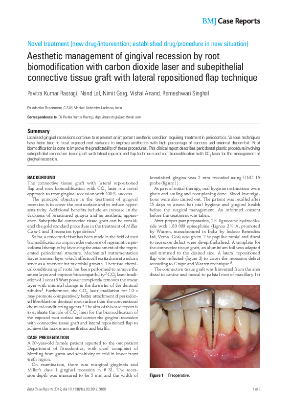 (PDF) Aesthetic management of gingival recession by root ...