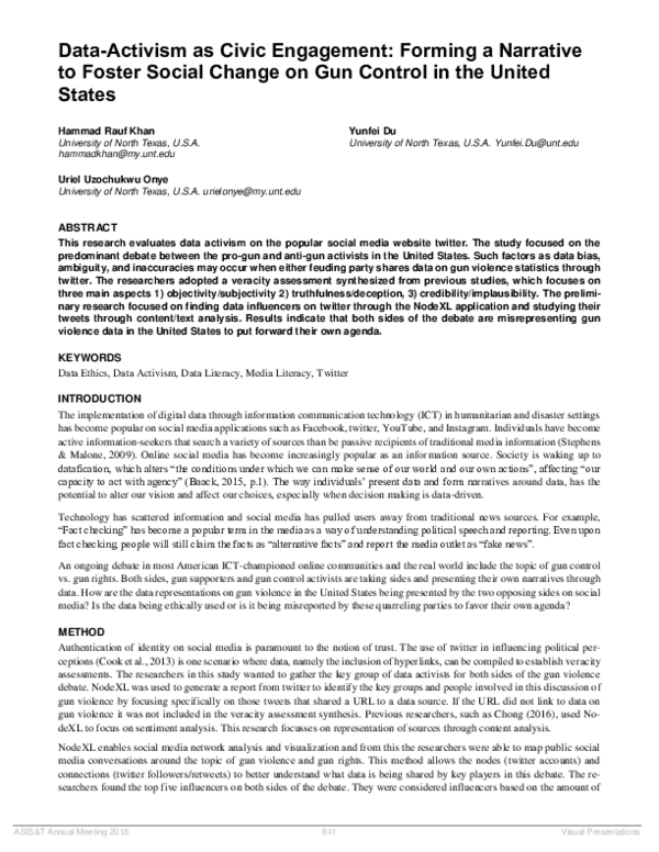 (PDF) Data-activism as civic engagement: Forming a narrative to foster ...