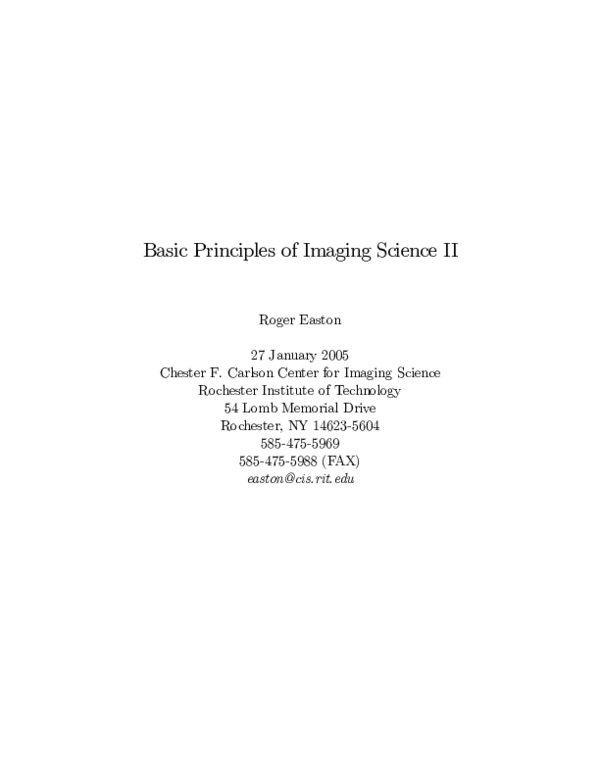 (PDF) Basic Principles of Imaging Science II
