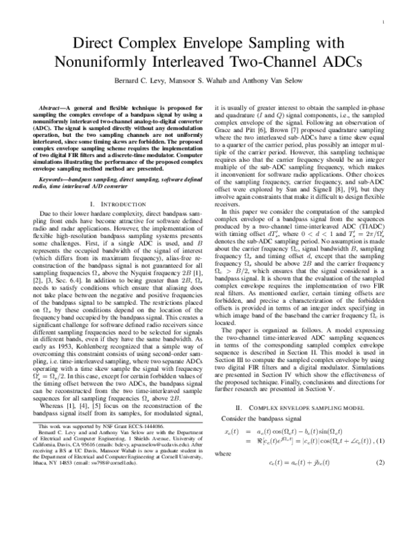(PDF) Direct Complex Envelope Sampling with Nonuniformly Interleaved ...