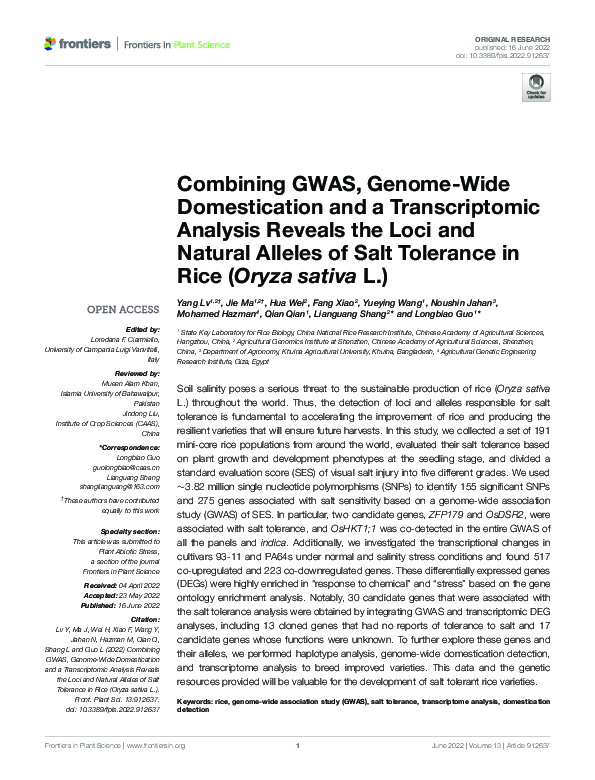 (PDF) Combining GWAS, Genome-Wide Domestication and a Transcriptomic ...