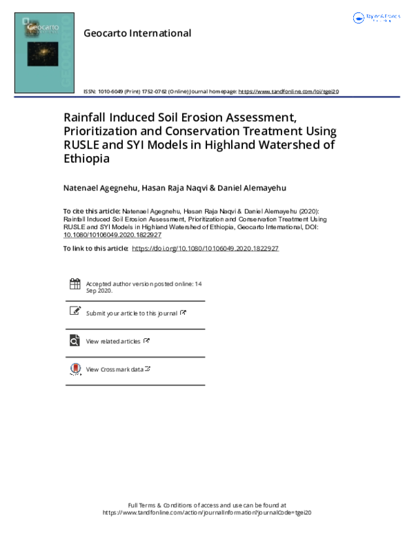 (PDF) Rainfall induced soil erosion assessment, prioritization and ...