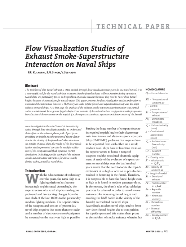 (PDF) Flow Visualization Studies of Exhaust Smoke-Superstructure Interaction on Naval Ships