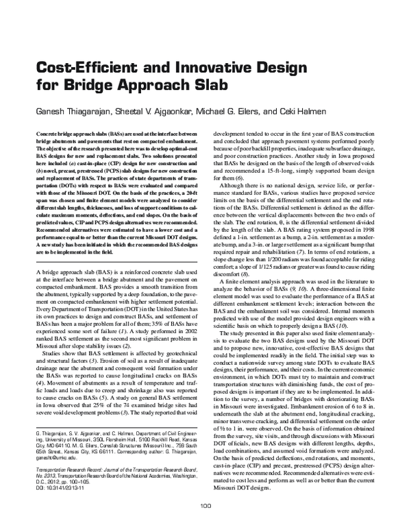 (PDF) Cost-Efficient and Innovative Design for Bridge Approach Slab ...