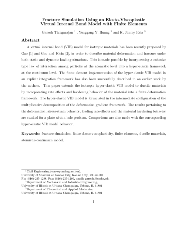(PDF) Fracture Simulation Using an Elasto-Viscoplastic Virtual Internal Bond Model With Finite ...