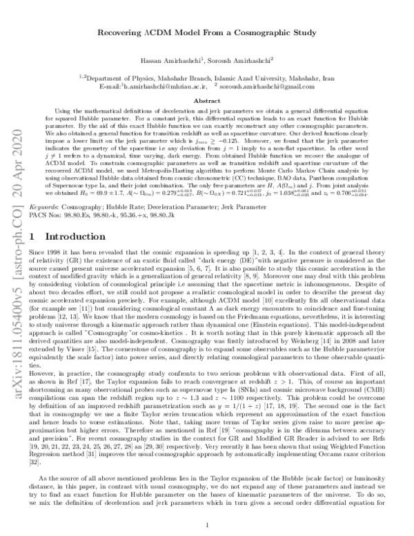 (PDF) Recovering $$\Lambda $$CDM model from a cosmographic study