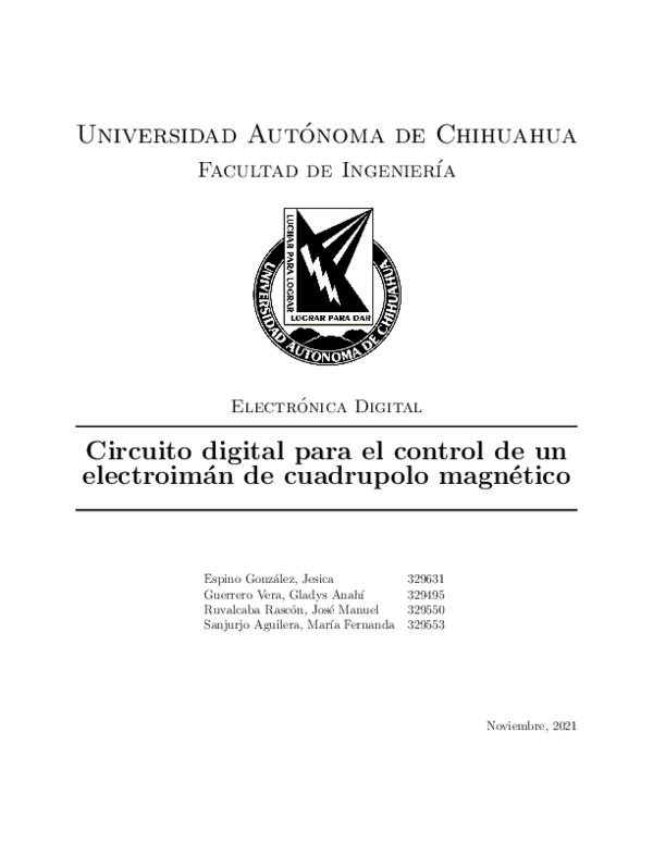 (PDF) Circuito digital para el control de un electroimán de cuadrupolo ...