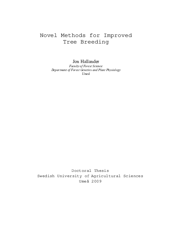 (PDF) Novel methods for improved tree breeding (PDF) Novel methods for improved tree breeding