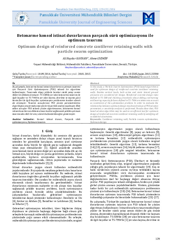 (PDF) Optimum design of reinforced concrete cantilever retaining walls ...