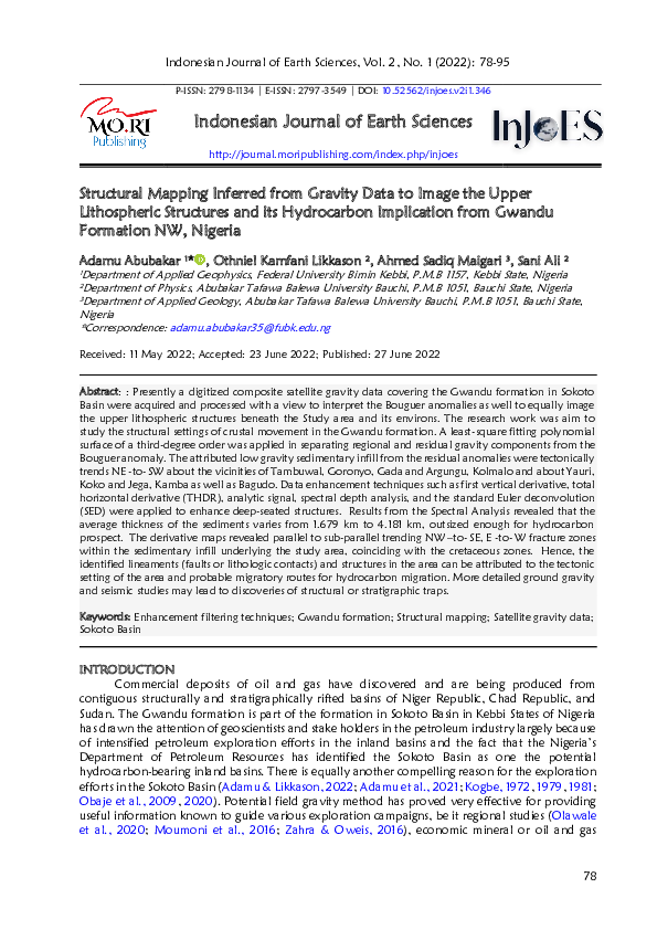 Pdf Structural Mapping Inferred From Gravity Data To Image The Upper