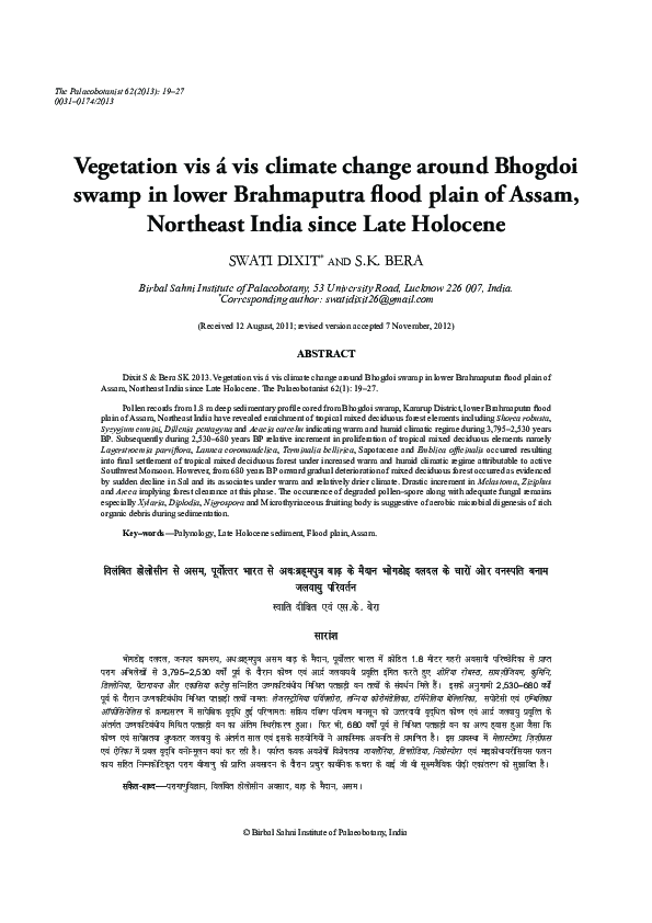 (PDF) Vegetation vis á vis climate change around Bhogdoi swamp in lower ...