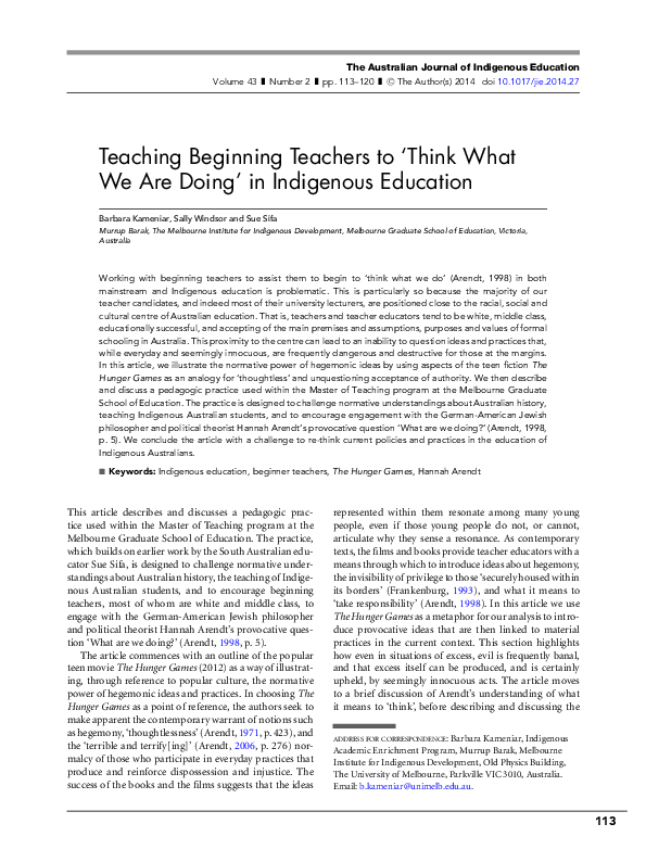 (PDF) Teaching Beginning Teachers to ‘Think What We Are Doing’ in ...