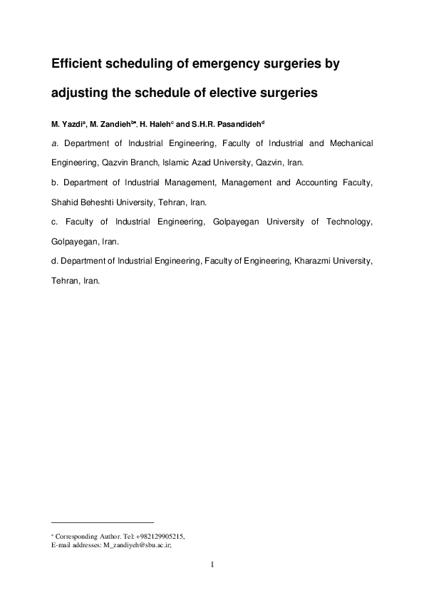 (PDF) Efficient scheduling of emergency surgeries by adjusting the ...