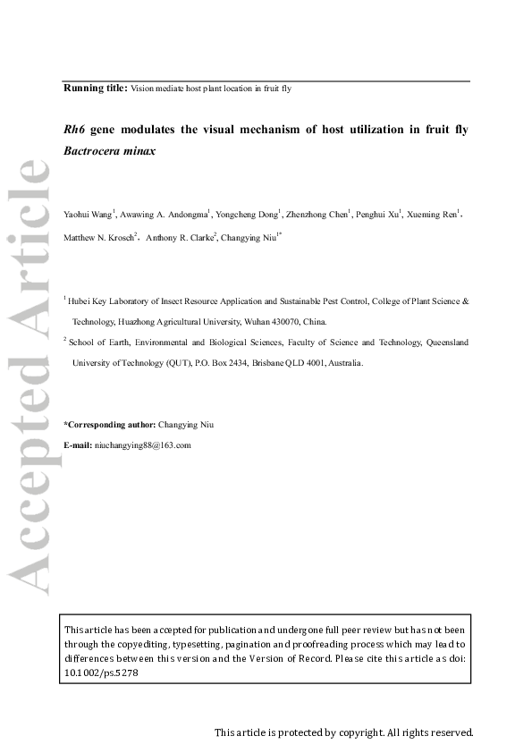 (PDF) Rh6 gene modulates the visual mechanism of host utilization in ...