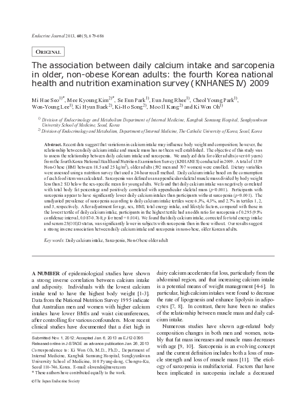 (PDF) The association between daily calcium intake and sarcopenia in ...