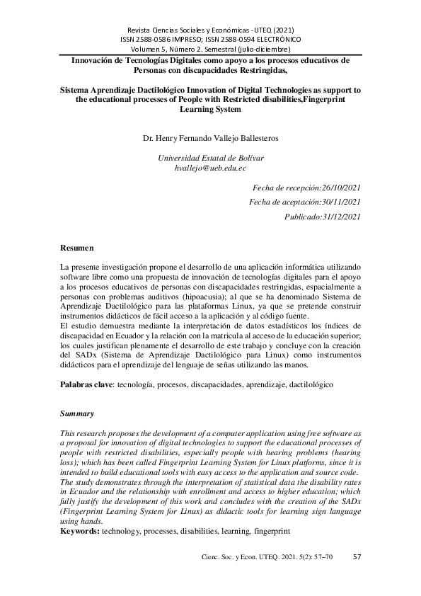 (PDF) Innovación de Tecnologías Digitales como apoyo a los procesos educativos de Personas con ...