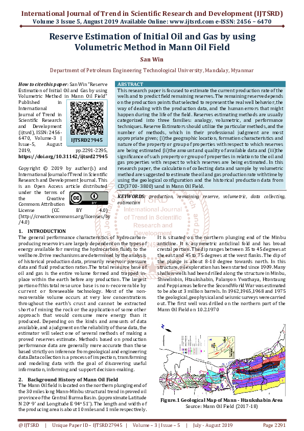 (PDF) Reserve Estimation of Initial Oil and Gas by using Volumetric ...