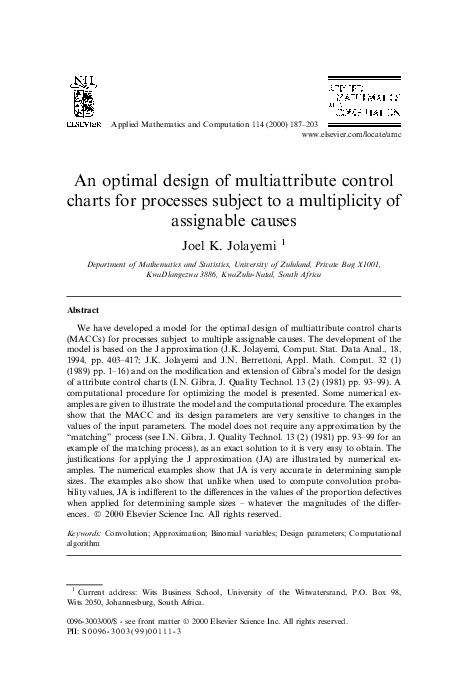 (PDF) An optimal design of multiattribute control charts for processes ...