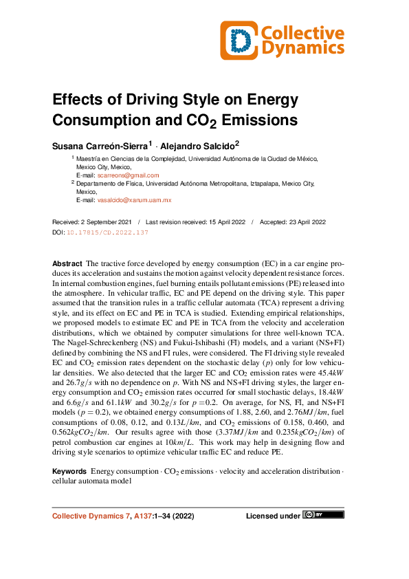 (PDF) Effects of Driving Style on Energy Consumption and CO2 Emissions