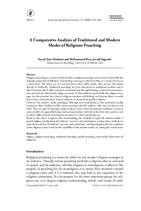 (PDF) A Comparative Analysis of Traditional and Modern Modes of Religious Preaching